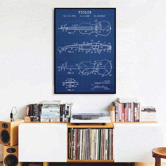 Instrument De Musique Violon Blueprint Art Toile Peinture Musique ...