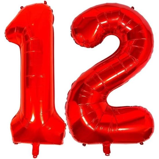 Ballon 12 Ans Rouge - Ballon Anniversaire 12 Ans Decoration, Ballon ...
