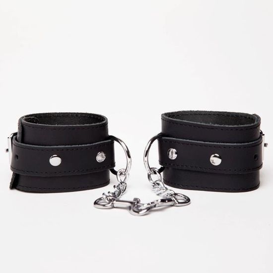 Menottes Cuir Noir Fin Basic - DEMONIA - Menottes en cuir noir ...