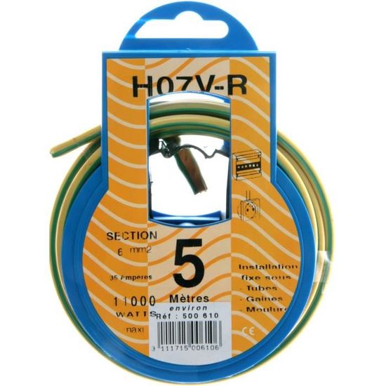 PROFIPLAST Couronne de câble 5 m HO7V-R 6 mm2 vert/jaune - Cdiscount ...
