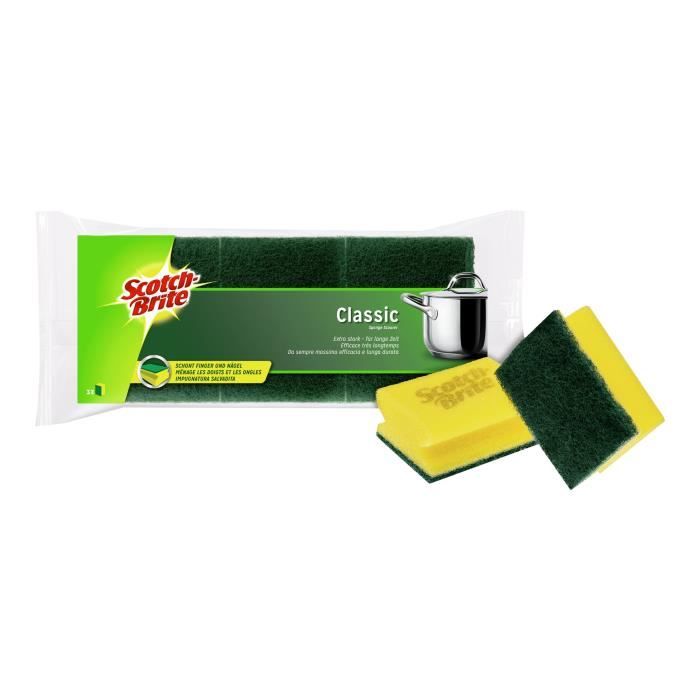Scotch-Brite Classic - Éponge - jaune, vert - pack de 3 - Cdiscount Au ...
