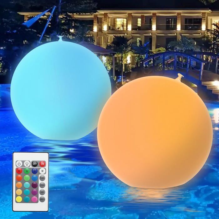 2 x 40 cm Floating Pool Light Ball,Waterproof LED Floating Pool Lamp ...
