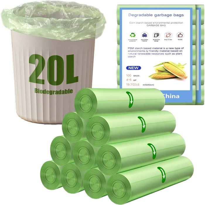Sac poubelle biodégradable 20L - JOZSI - Lot de 200 sacs verts, 10 ...