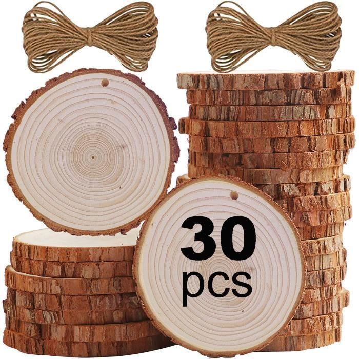 30 Pcs Rondin de Bois Naturel 6-7cm Rondin de Bois Deco - Rondelles ...