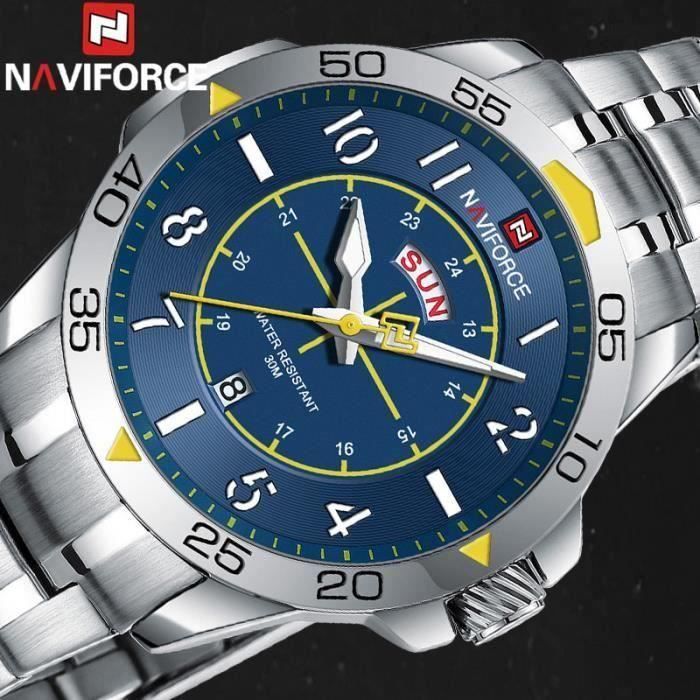 NAVIFORCE montres homme mode marque militaire quartz horloge bleu sport ...