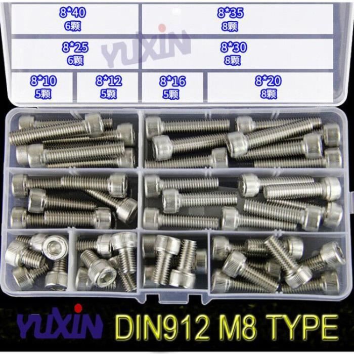 Kit d39assortiment de boulons Allen en acier inoxydable 280 piècesensemble A2 70 304 DIN912 M3 ...