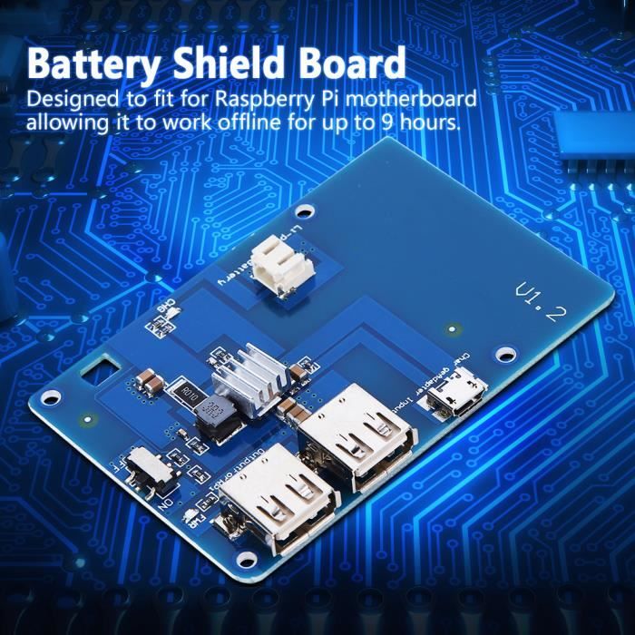 Carte d'Extension de Batterie Lipo - FDIT - 3800mAh - 2 Ports USB-A - Compatible Raspberry Pi ...