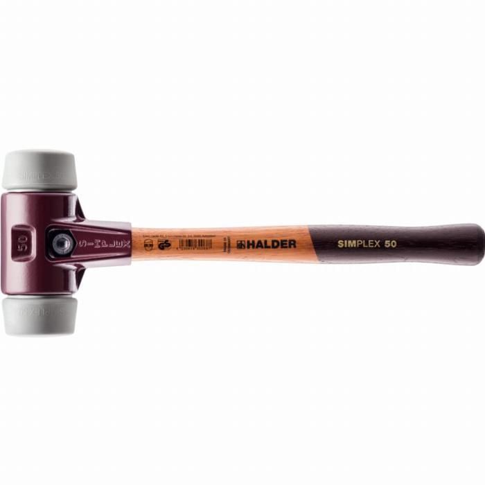 Maillet HALDER SIMPLEX TPE moyen avec boîtier en fonte malléable et manche en bois - D=40 mm ...
