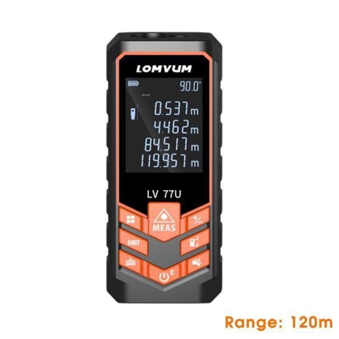 LOMVUM LV77U Compteur de distance laser Outil - USB Rechargeable - Fonction vocale - PRISE US ...