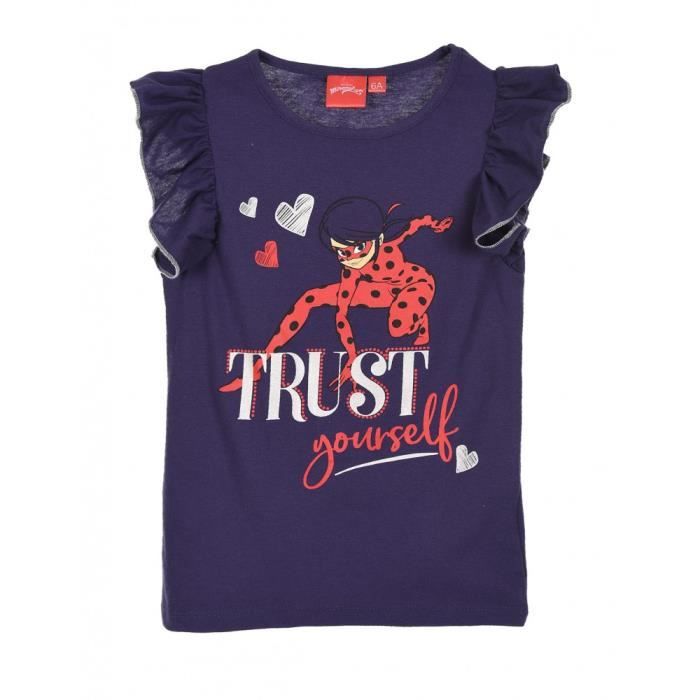 Miraculous LadyBug Tee Shirt Fille manches courtes - Bleu Bleu ...
