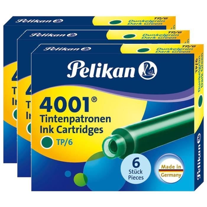 Etuis de 6 Cartouches d'encre - Pelikan - 4001 TP/6 - Vert foncé ...