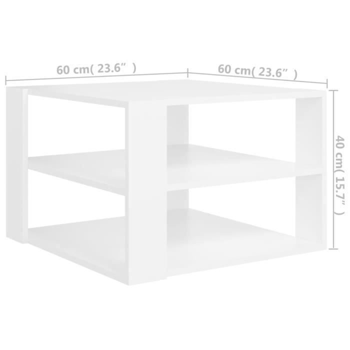 ABB Table basse Blanc 60x60x40 cm Aggloméré - Qqmora - AIR75893 ...