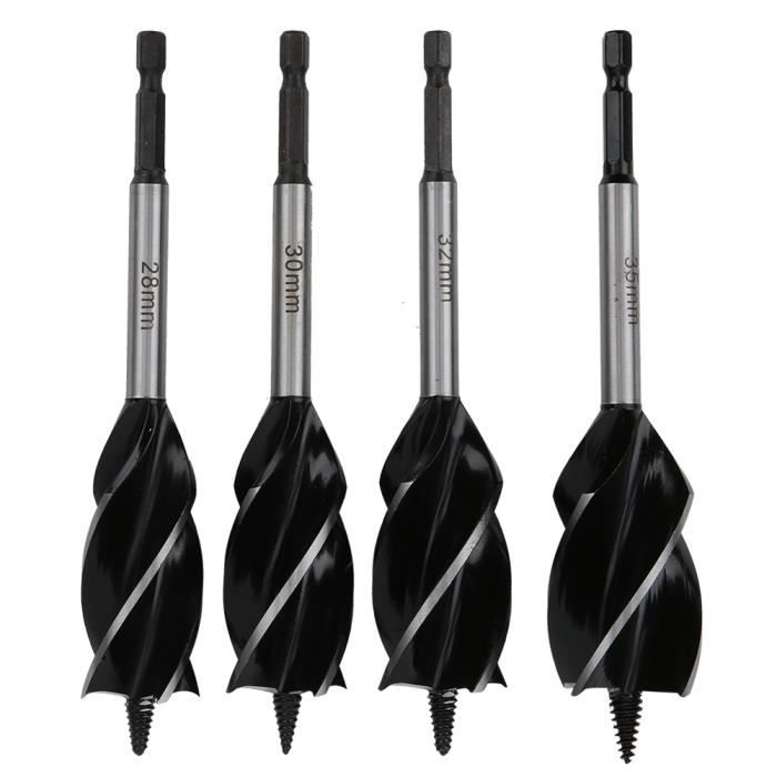 SALUTUYA 4 pcs foreuse à bois foret à quatre lames à tige hexagonale ...