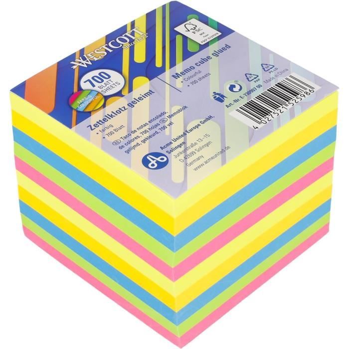 E-730907 00 Feuilles De Notes Colorées - Bloc-Notes Encollé Avec ...