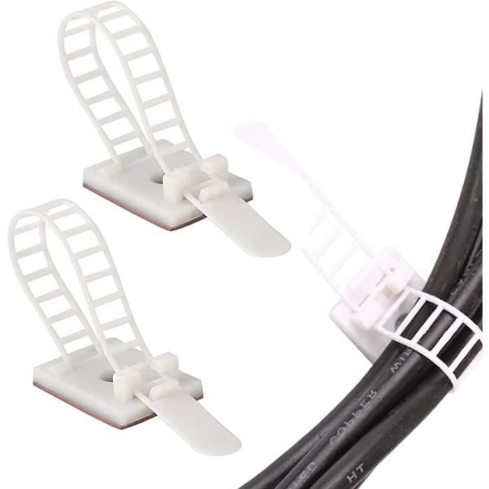 50 Pièces Clips de Cables Réglables, Attaches de Cable en Nylon Auto ...