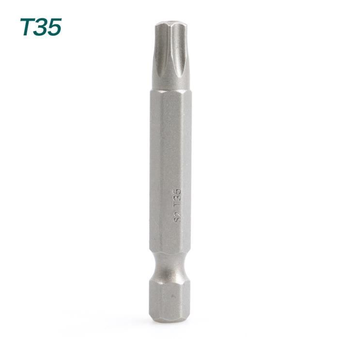 TOURNEVIS,T35--Embout de tournevis Torx long 1-4 ", 1 pièce, acier allié S2 50mm, poignée ...