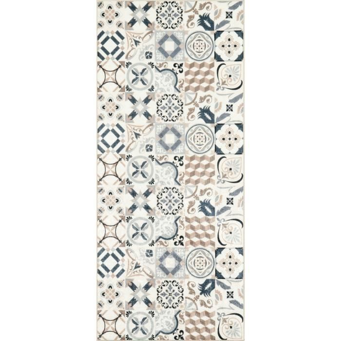 Tapis de cuisine carreaux de ciment - NAZAR RUGS - 50x100 cm - Marron ...