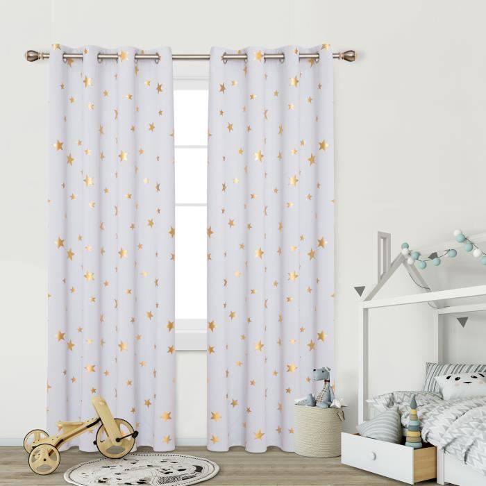 Deconovo Lot de 2 Rideaux Occultants Isolant Blanc Pâle Gris 140x245cm ...