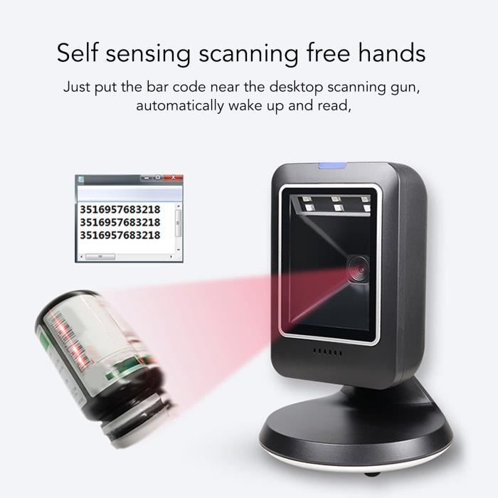 Scanner de codes-barres 2D - HURRISE - Mains libres - USB - Résolution ...