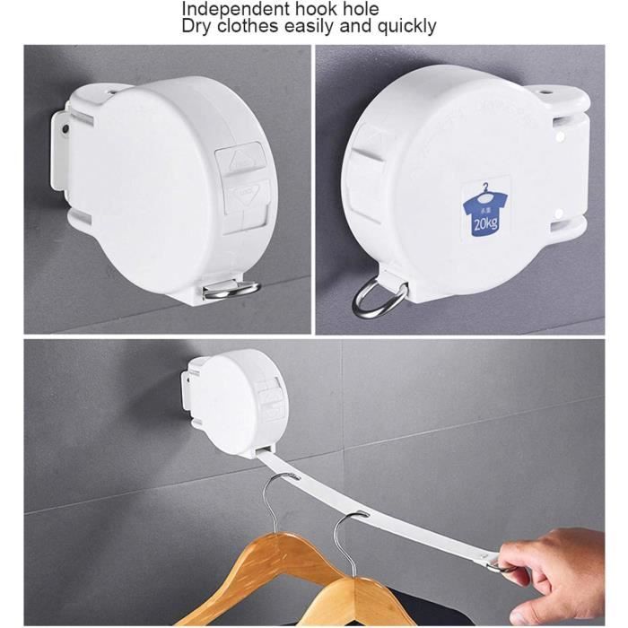 Corde À Linge Rétractable, 4.2M 20 Kg De Charge Corde À Linge Élargie ...