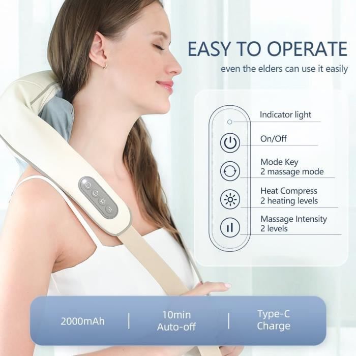 Appareil De Massage Shiatsu Pour La Nuque, Avec Chaleur, Massage 5D Des Tissus Profonds ...