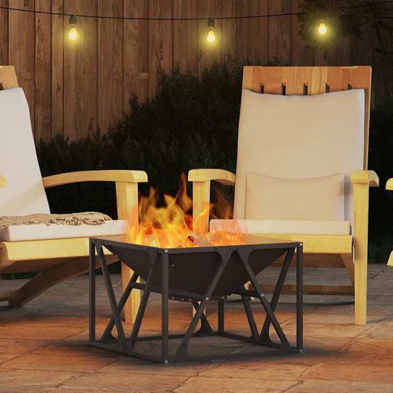 Brasero d'extérieur en acier - WIENS - 50x50x35 cm - Noir - Température ...