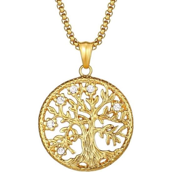 Collier Pendentif Arbre De Vie Pour Homme En Acier Inoxydable Avec ...