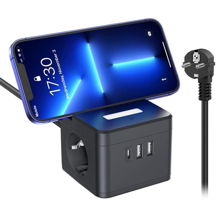 Multiprise usb, multiprise electrique avec 2 prises et 3 usb, (2500w ...