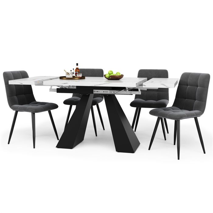 Salle a Manger Complete,Table a Manger Extensible avec 4 Chaises, Table ...