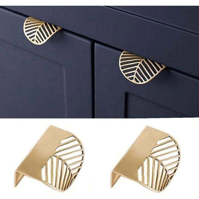 4pcs Gold Furniture Knobs Leaf Shaped Furniture Handles Concealed Metal ...