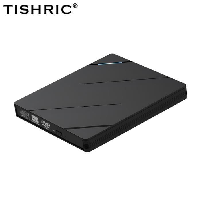 Noir-TISHRIC-Boîtier de lecteur optique mobile externe, USB 3.0, interface Type-C, lecteur de ...