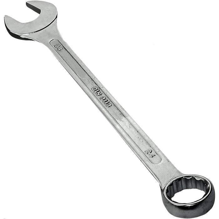 Clé Plate Mixte Métrique 24mm - Fourche et Anneau-Oeil 12 Pans - Acier ...