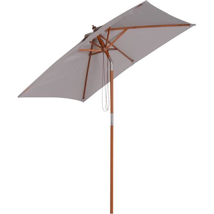 Parasol rectangulaire inclinable - [101] - Bois polyester haute densité ...