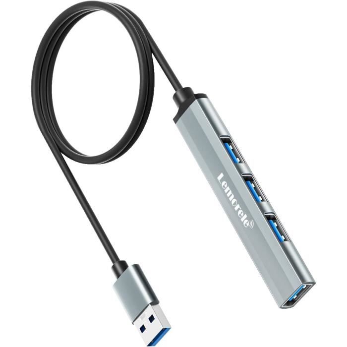 Hub Usb - Câble 120Cm - 4 Ports Adaptateur Usb Avec 1 Usb 3.0 5Gbps Et ...