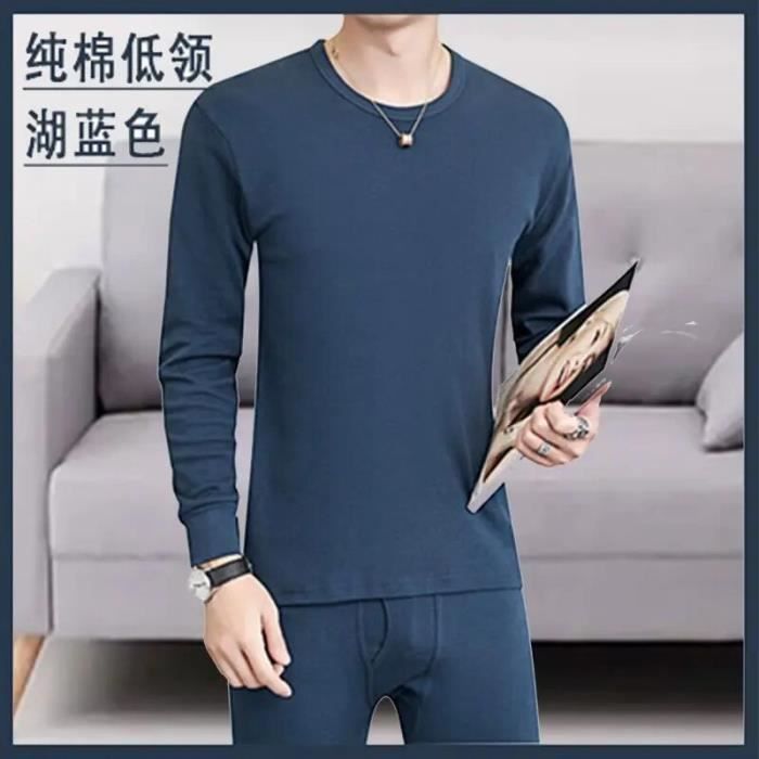 Ensemble de sous-vêtements thermiques - Lake Blue - Coton - Manches longues - Pour hommes ...