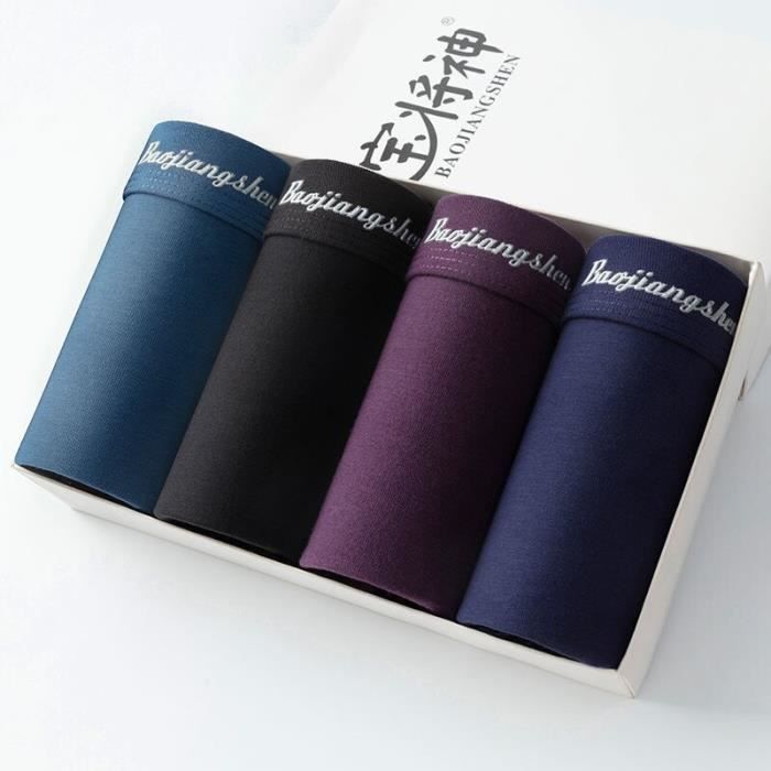 Sous-vêtement,Lot de 4 Boxers en coton pour Homme, sous vêtements respirants, culotte grande ...