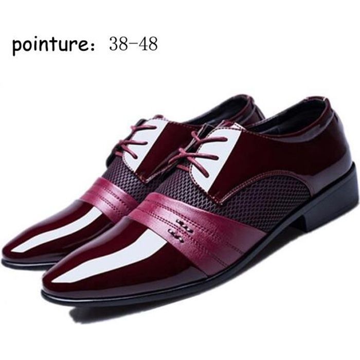 Richelieu Chaussures En Cuir Homme Soulier Habillées - Rouge Rouge ...