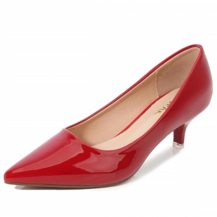Chaussures à talons mi-hauts pour femmes escarpins à bout pointu ...