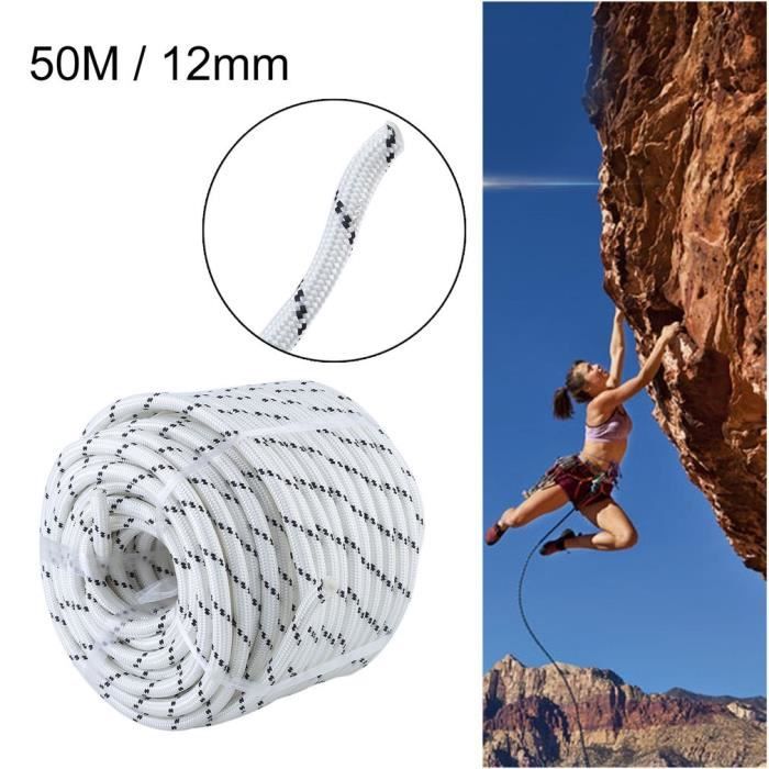 12mm 50M Corde d'Escalade en Polyester, corde sécurité pour Randonnée ...