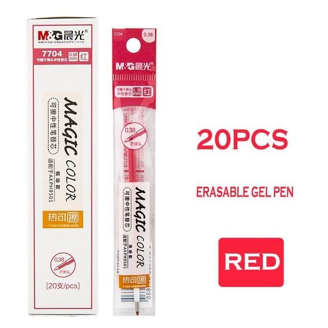 STYLO,20 red refills--stylo à Gel effaçable, rétractable, 6 couleurs ...
