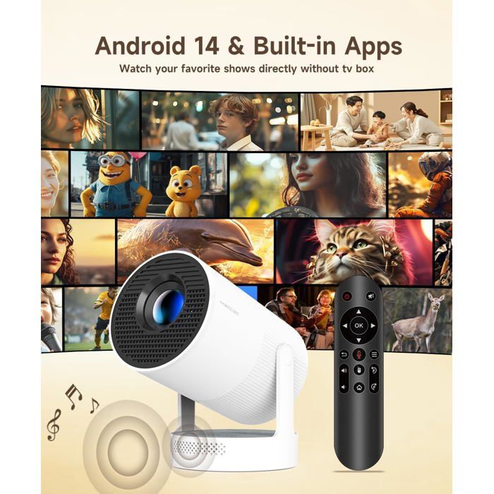 Mini vidéoprojecteur portable - SWAPY - Android 14 - 5G Wifi6 - 720P ...