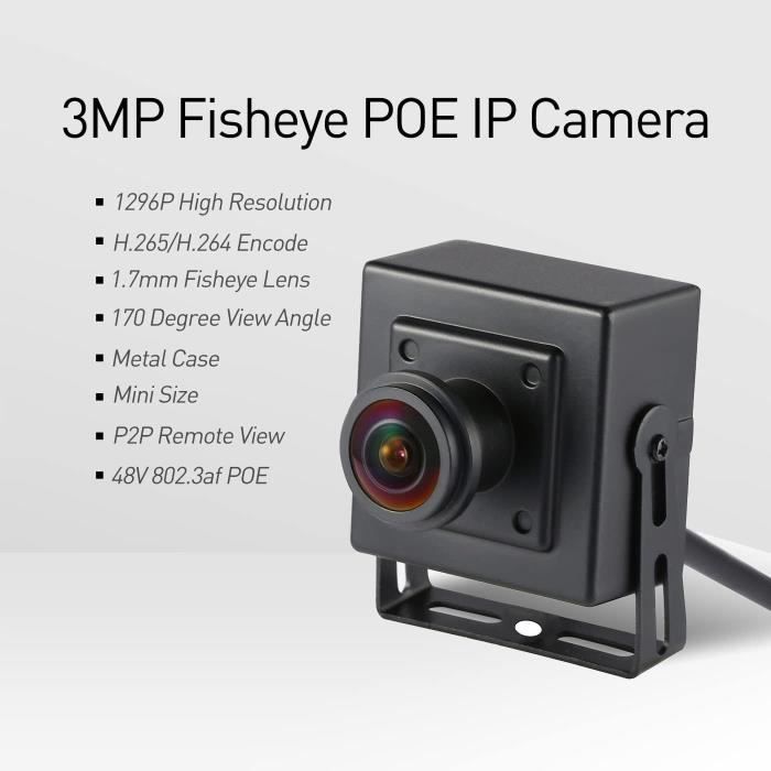 Mini Fisheye Caméra Ip, Hd 3Mp Caméra De Sécurité Intérieure Objectif 1 ...