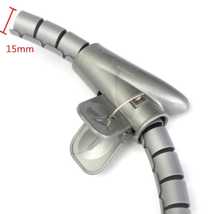 Gaine Tube Spirale Range Cache Câble Fil 2M Ø15mm avec Clip Attache ...