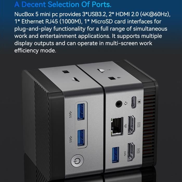 TMISHION Micro PC Mini PC 8 + 256G Compact Portable 2.0G Fréquence ...