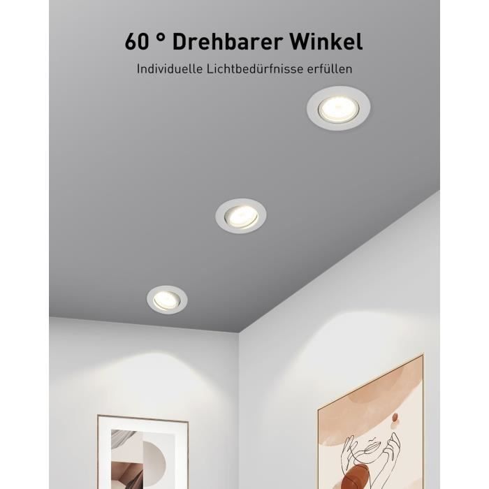 Spot Led Encastrable Dimmable Orientable, 10X 5.5W Spot Encastré Extra Plat 30Mm, Luminaires ...