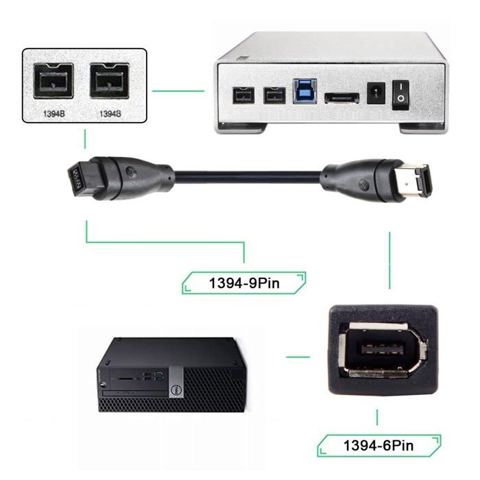 Câble Firewire 800 Ieee 1394 Firewire 800 À 6 Broches 9P Vers 6 Broches ...