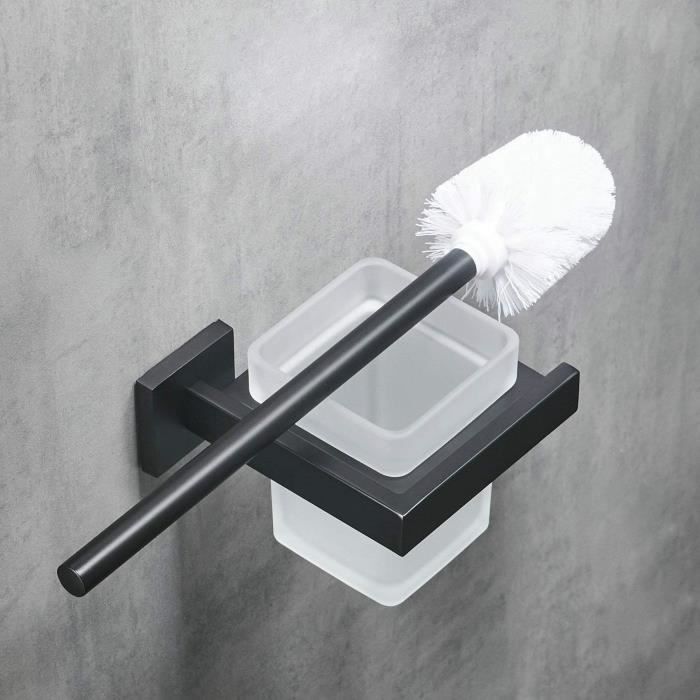 Brosse Wc Et Support Mural En Acier Inoxydable 304 Et Verre Dépoli Noir Mat[M1599] - Cdiscount ...