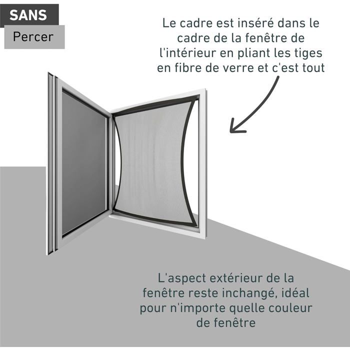 Cadre de fenêtre sans perçage - RUSSBOY - 100x120 cm - Anthracite ...