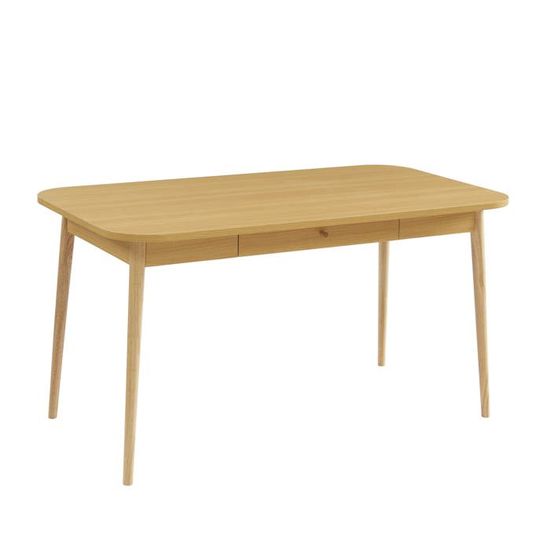 Table à manger MACARON effet chêne avec tiroir - Beige - Cdiscount Maison