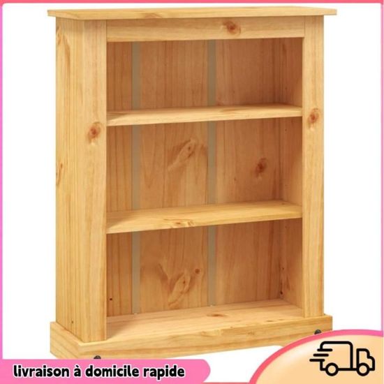 Cocosity Bibliothèque 3 niveaux Gamme Corona Pin mexicain 80x29x100 cm ...